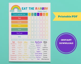 Eat the Rainbow Children's Healthy Eating Tracker and Reward Chart,kids ...