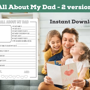 All About My Dad Printable | Father's Day, Birthday Questionnaire From ...