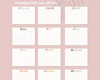 Calendars & Planners 2021 Monthly Rainbow Calendar & Dateless Weekly ...