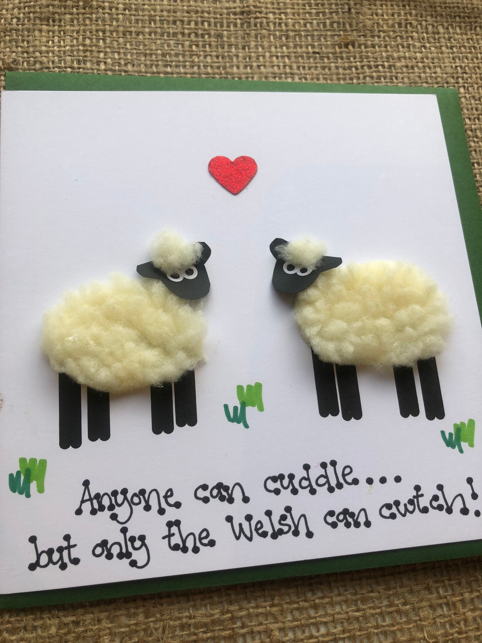 Handmade Sheep Card Gift Cwtch Welsh Gift Present Wales Greetings Card ...