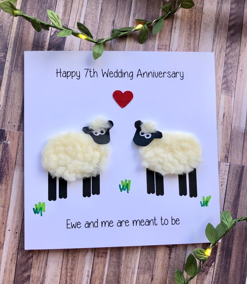 Wool Anniversay Card 7 Year Anniversary Seven Years Together - Etsy