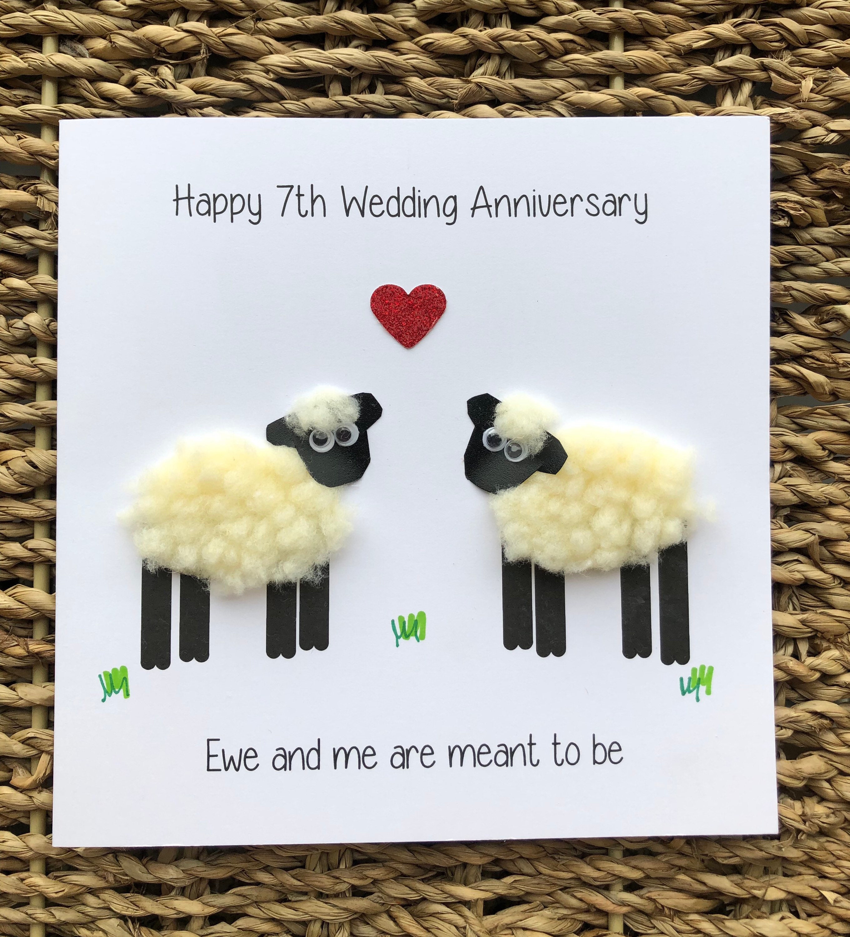Wool Anniversay Card 7 Year Anniversary Seven Years Together - Etsy
