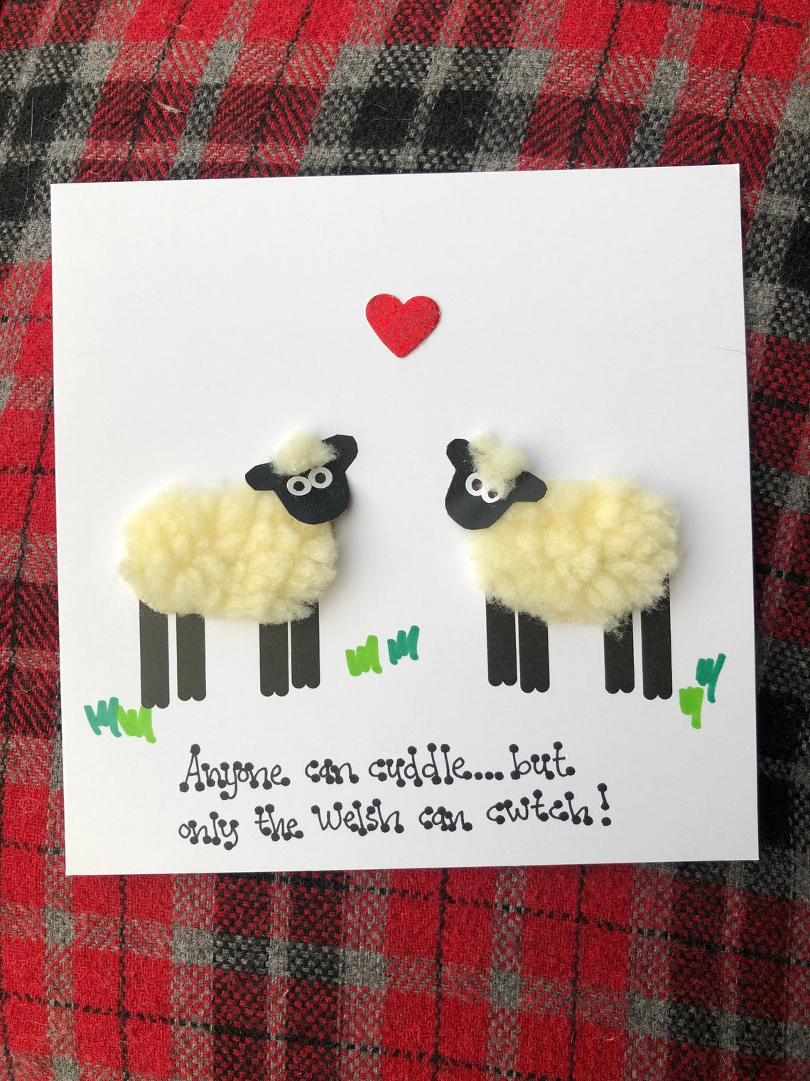 Handmade Sheep Card Gift Cwtch Welsh Gift Present Wales Greetings Card ...