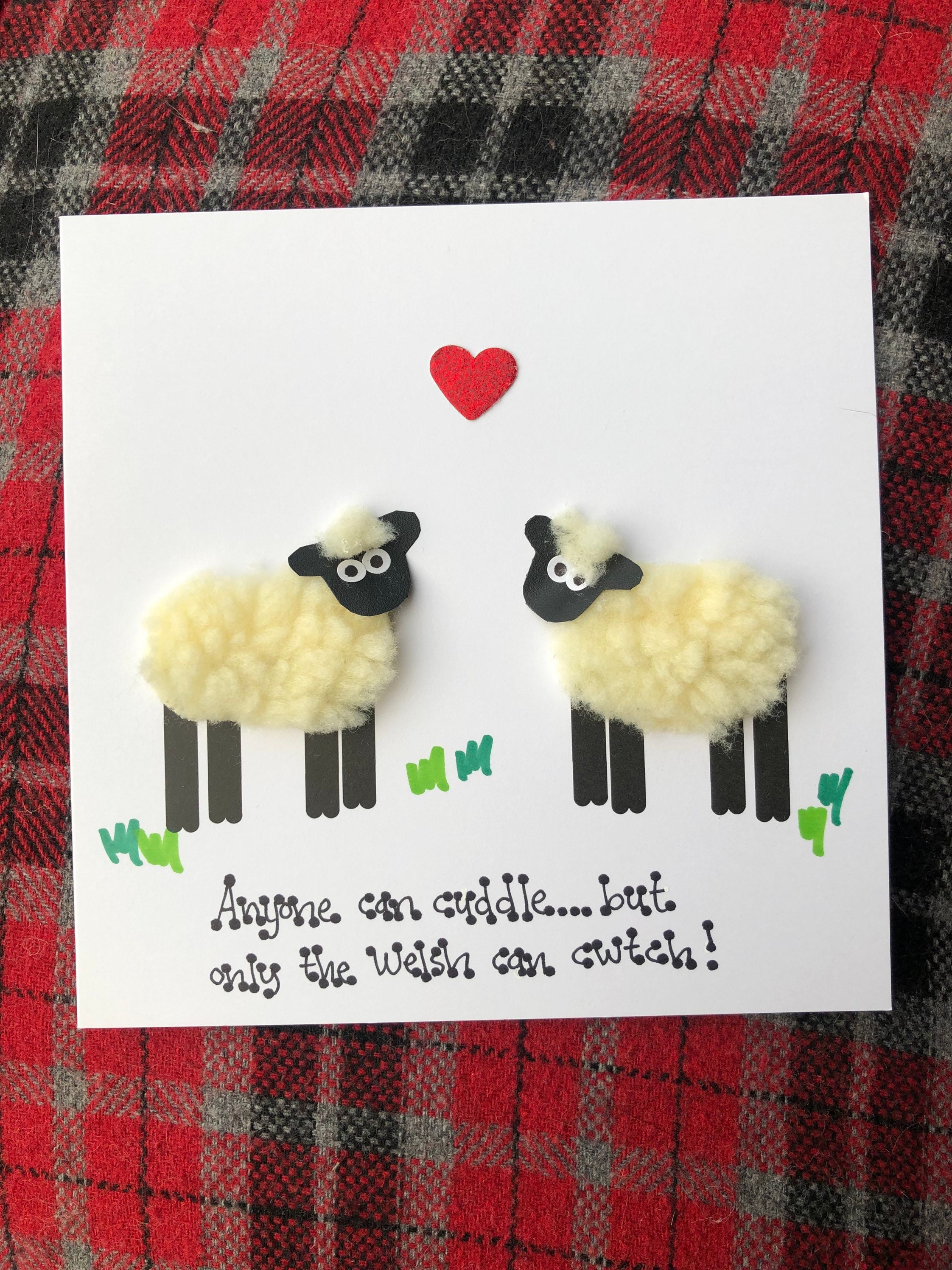 Handmade Sheep Card Gift Cwtch Welsh Gift Present Wales Greetings Card ...