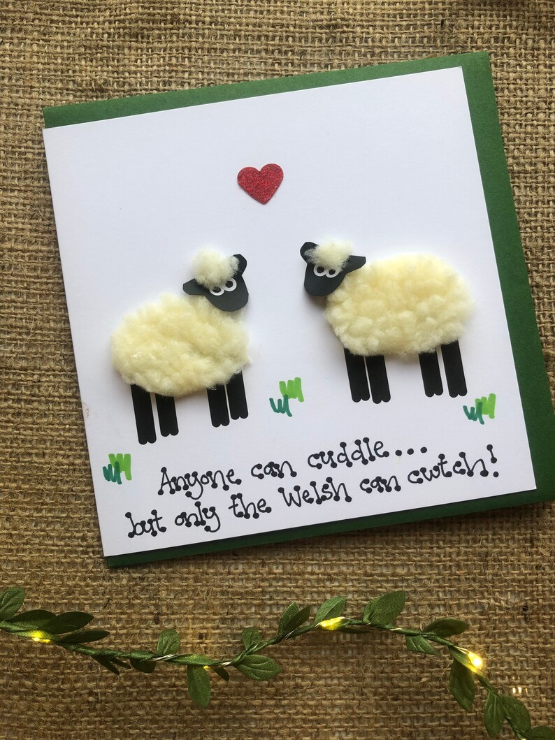 Handmade Sheep Card Gift Cwtch Welsh Gift Present Wales Greetings Card ...