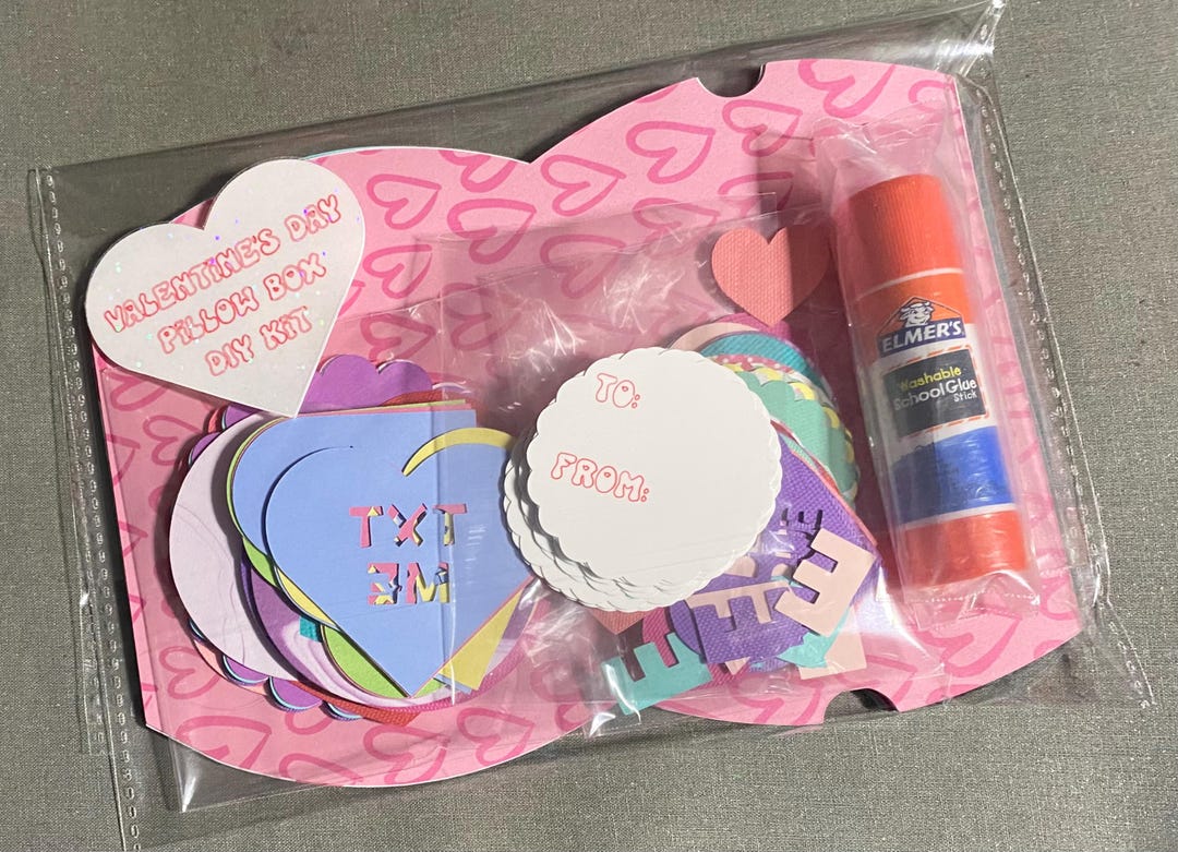 DIY Valentines Day Craft Kit Pillow Boxes to Assemble Kids Valentines ...