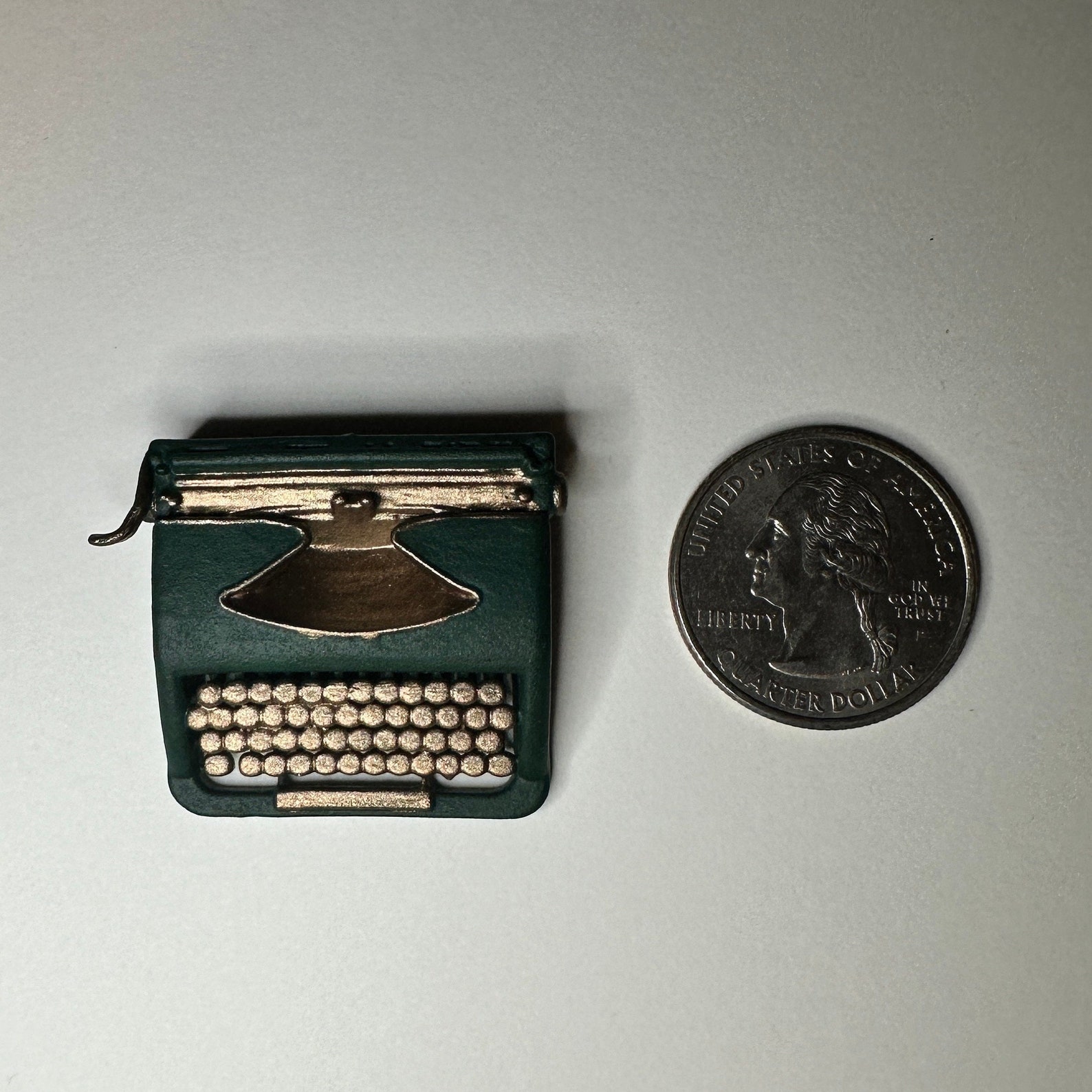 Dollhouse Miniature Dark Green and Bronze Typewriter - Etsy