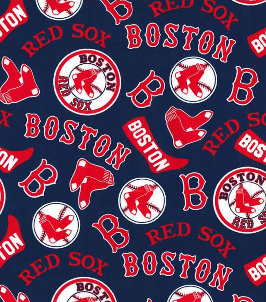 Fabric Boston Red Socks MLB 100% Cotton Fabric - Officially Licensed ...