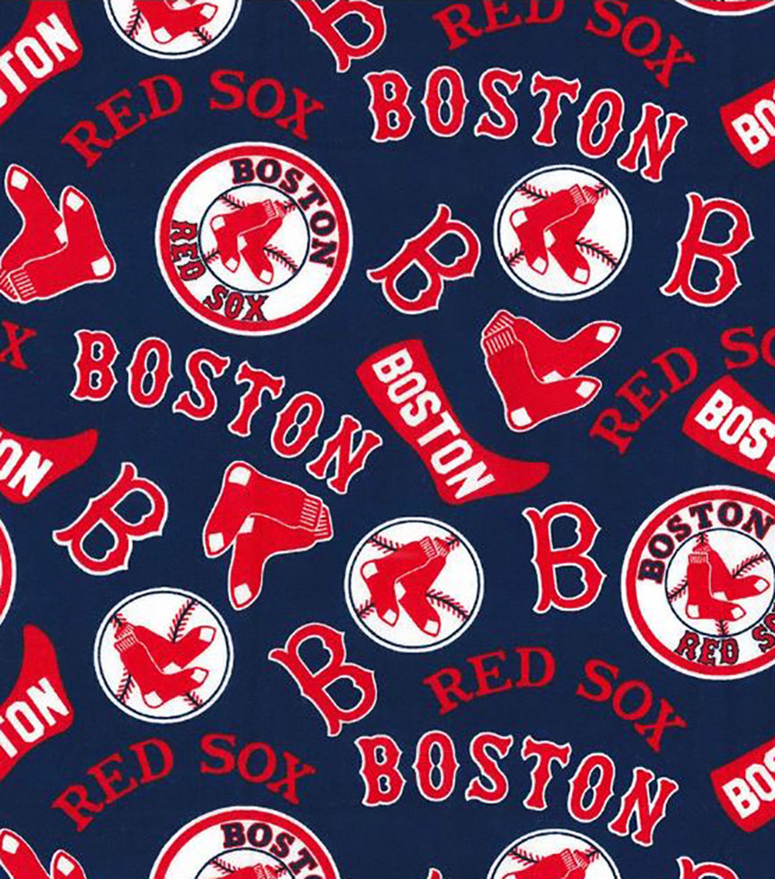 Fabric Boston Red Socks MLB 100% Cotton Fabric - Officially Licensed ...