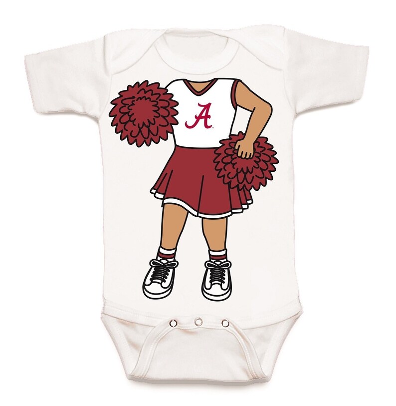 Alabama Crimson Tide Heads Up Cheerleader Baby Bodysuit - Etsy