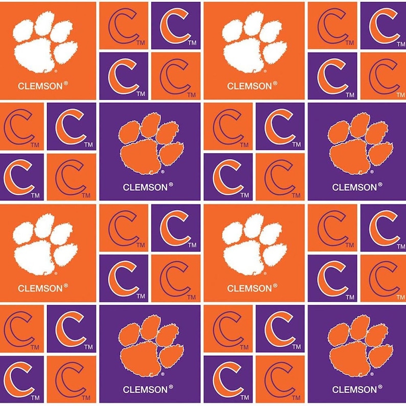 Fabric Clemson Tigers 100% Cotton Fabric - Collegiate Licensed Fabric ...