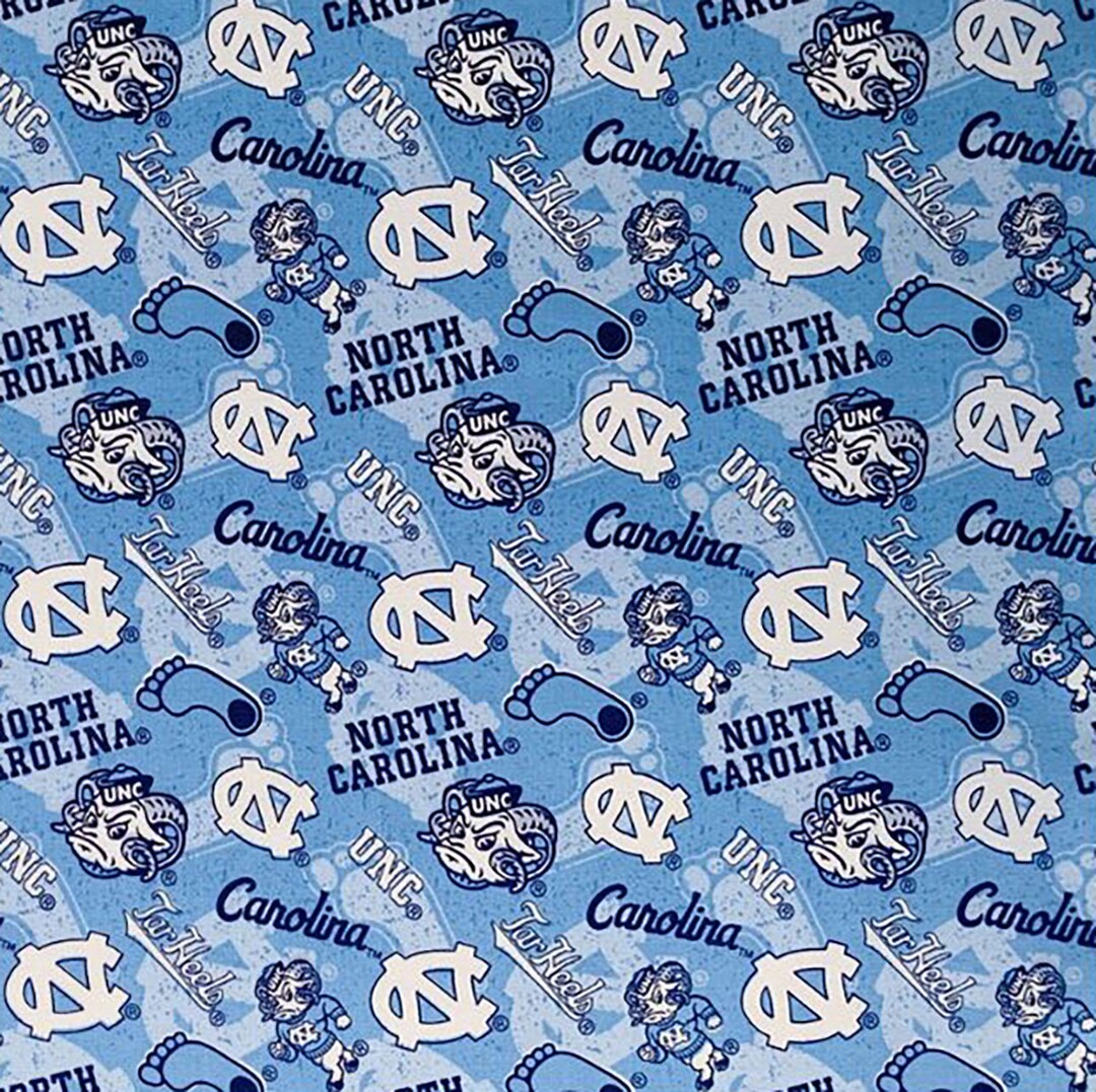 UNC North Carolina Tarheels 100% Cotton Fabric - Officially Licensed ...