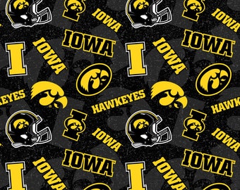 NCAA IOWA HAWKEYES Herringbone Print 100% Cotton Fabric - Etsy