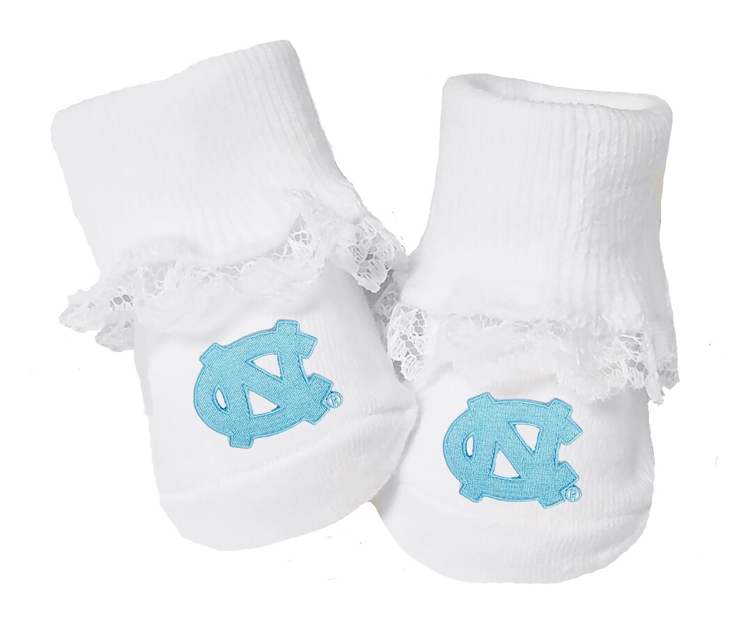 North Carolina UNC Tar Heels Baby Toe Booties With Lace - Etsy