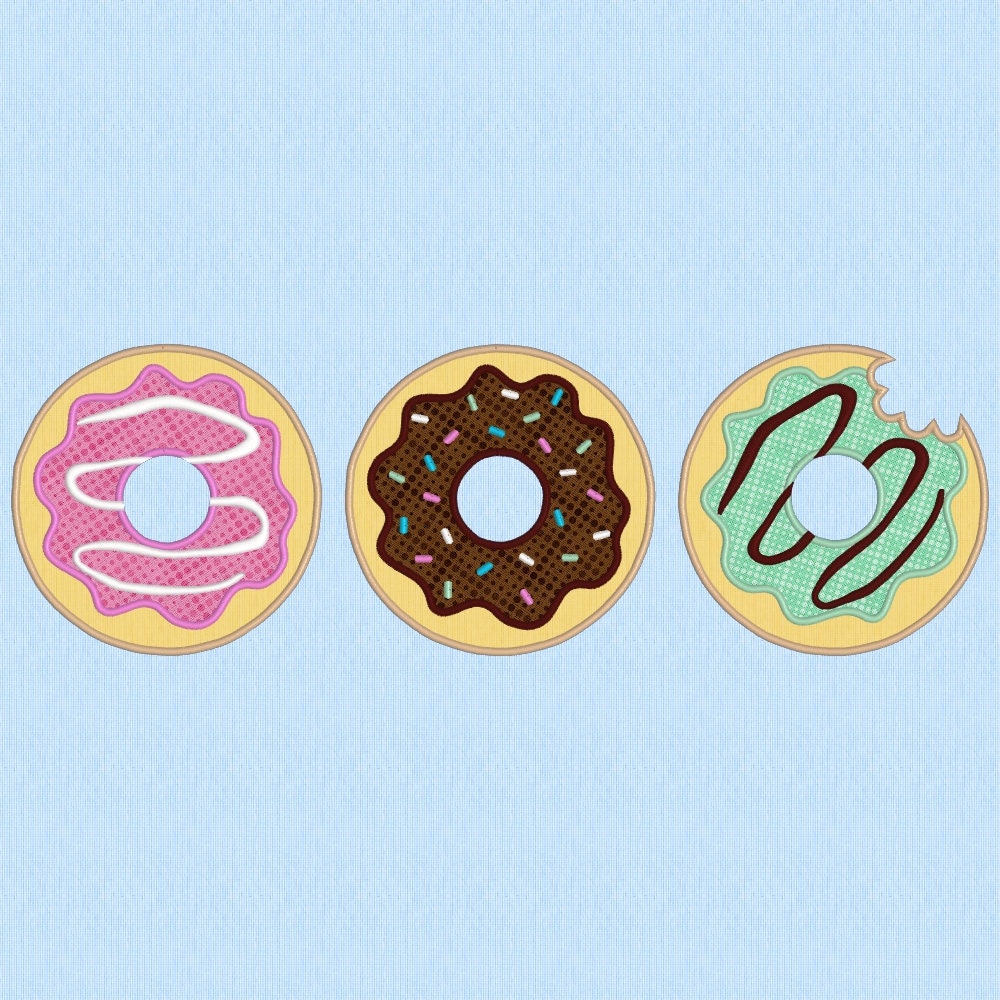Donut Applique Embroidery Design - Doughnut With Bite - Three Sizes - Etsy