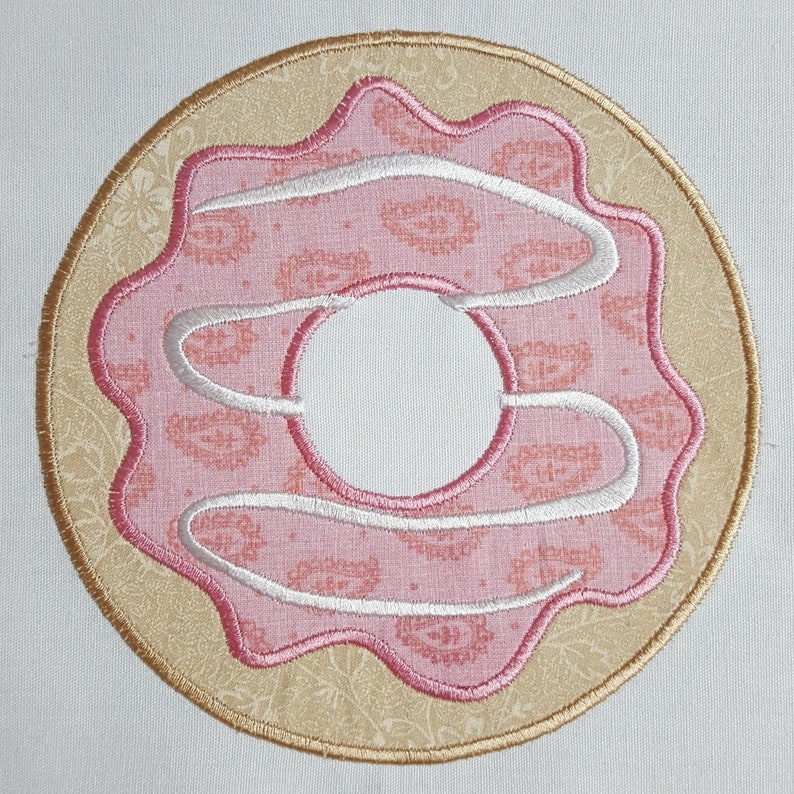 Donut Applique Embroidery Design - Doughnut With Drizzle - Three Sizes ...