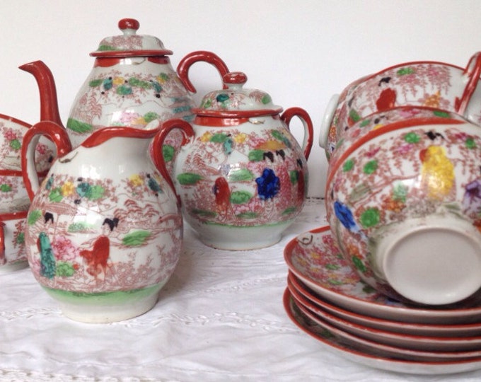 Vtg Japanese Geisha Girl Hand Painted Tea Set 25 Pieces - Etsy