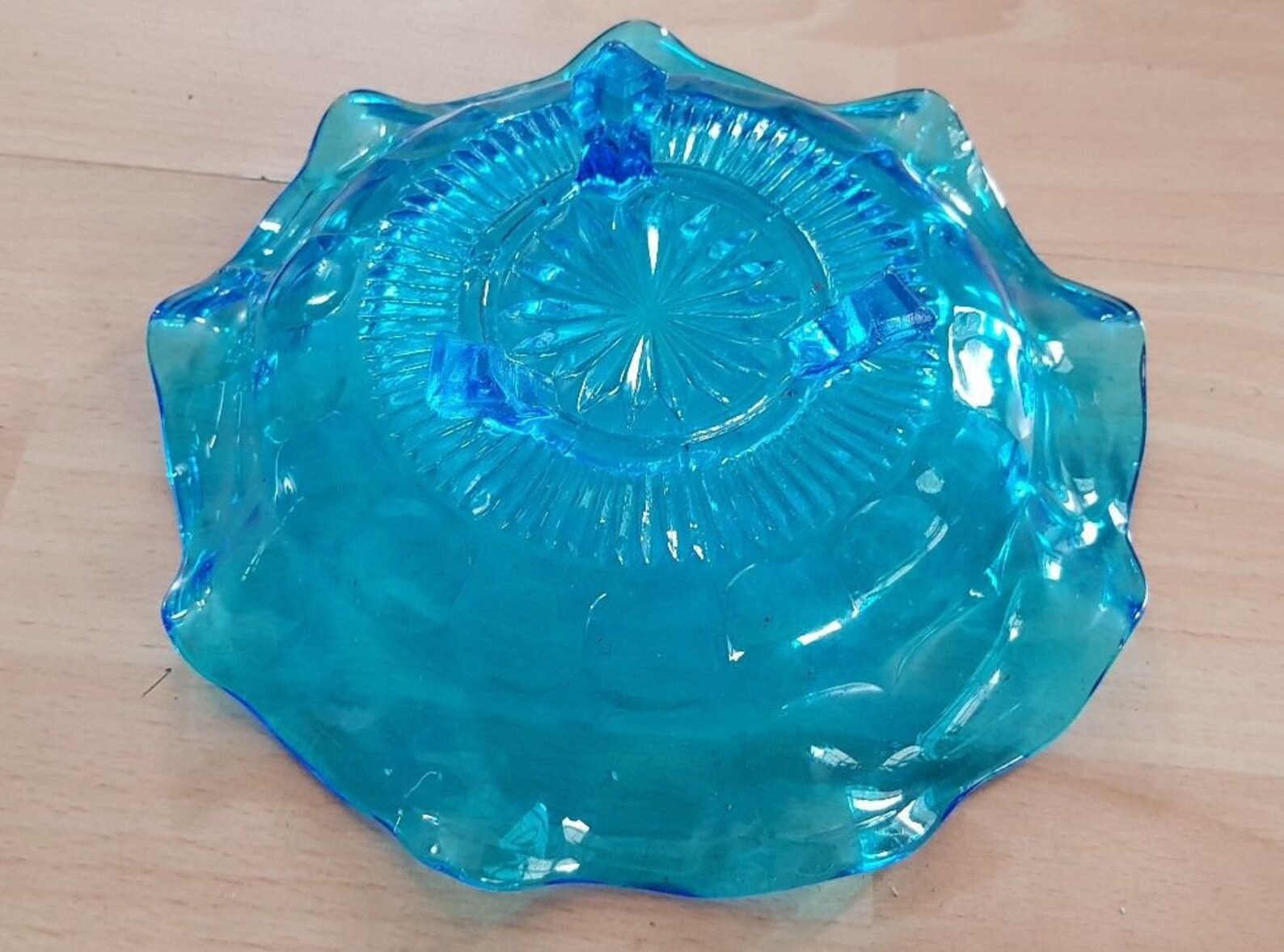 Turquise Carnival Glass Footed Bowl - Etsy