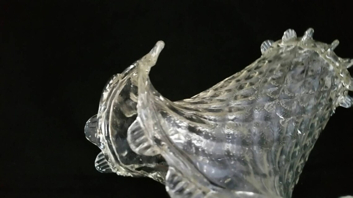 Antique Clear Glass Celling Lamp Shade With Fish Fins Rim - Etsy