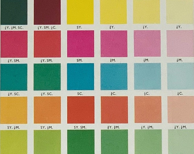 1956 Original Vintage Colour Offset Printing Chart Lithograph | Etsy