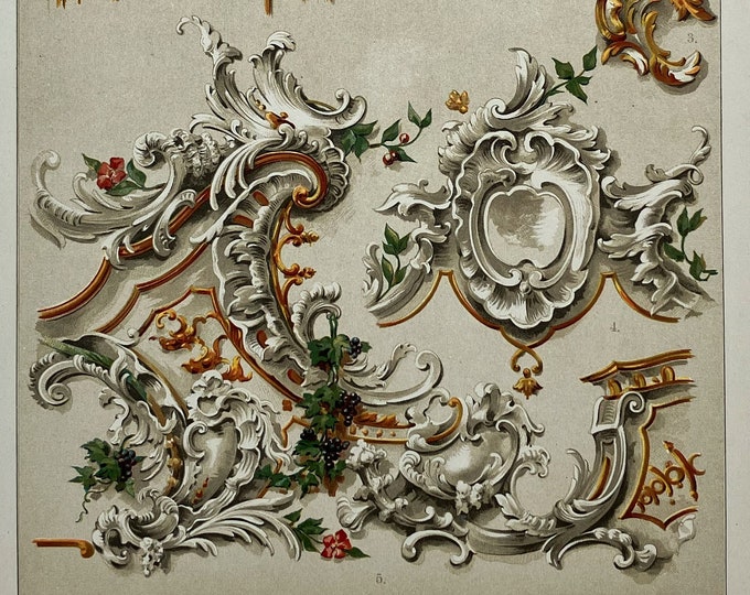 1898 Original Antique Large Decorative Chromolithograph Print - Painted ...