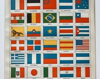 1897 Flags Antique Large Size Illustration 40 Countries - Etsy