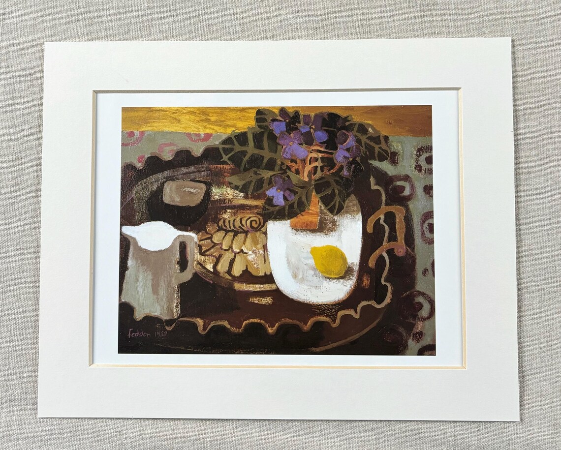 Vintage Mary Fedden Painting Print - the Inlaid Tray - Mounted & Matted ...