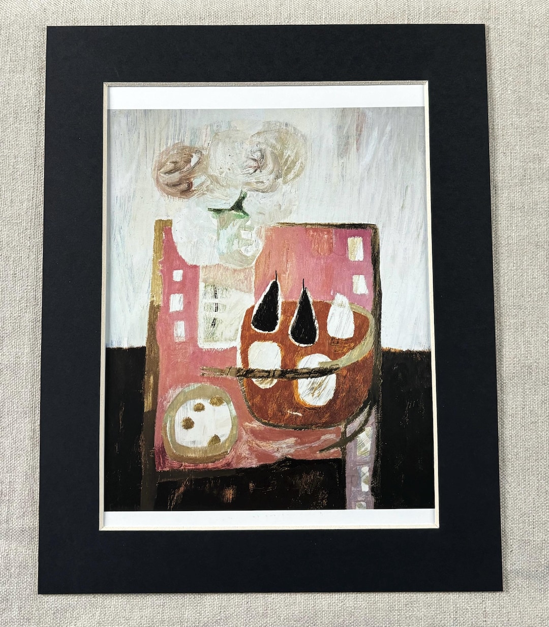 Vintage Mary Fedden Painting Print - Two Black Pears - Mounted & Matted ...