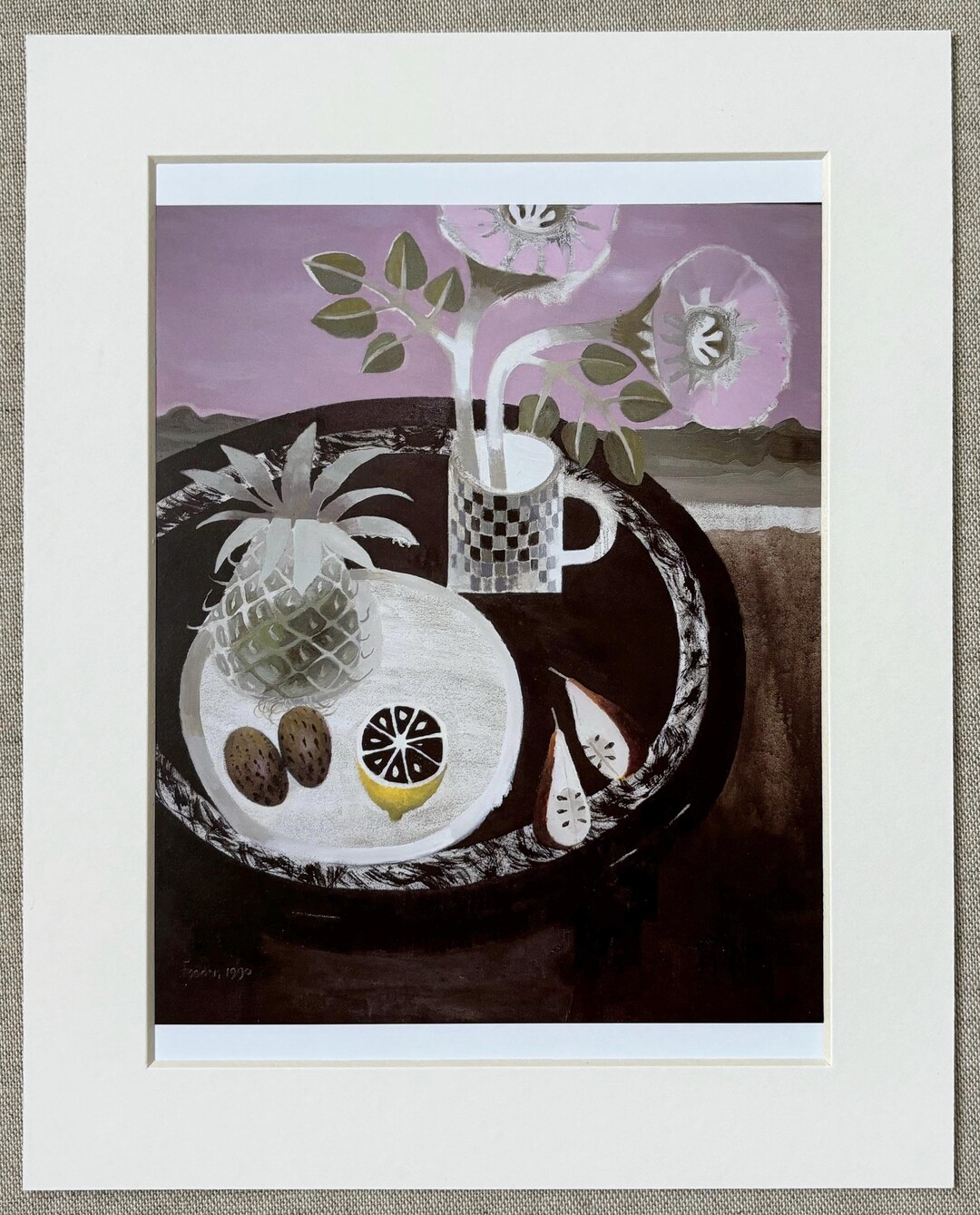 Vintage Mary Fedden Painting Print - the Black Table, 1990 - Mounted ...