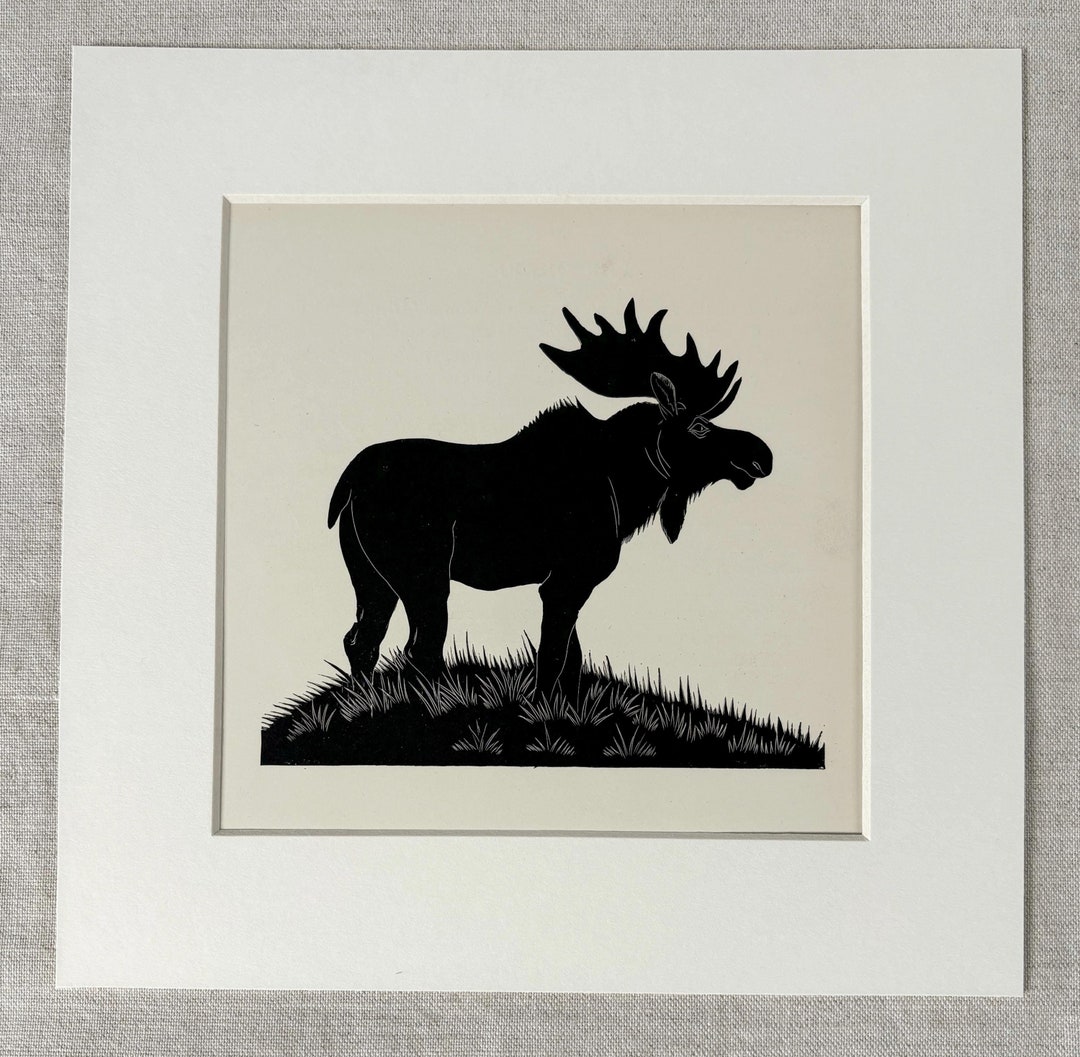 1928 Original Vintage Eric Fitch Daglish Animal Woodcut - Elk ...