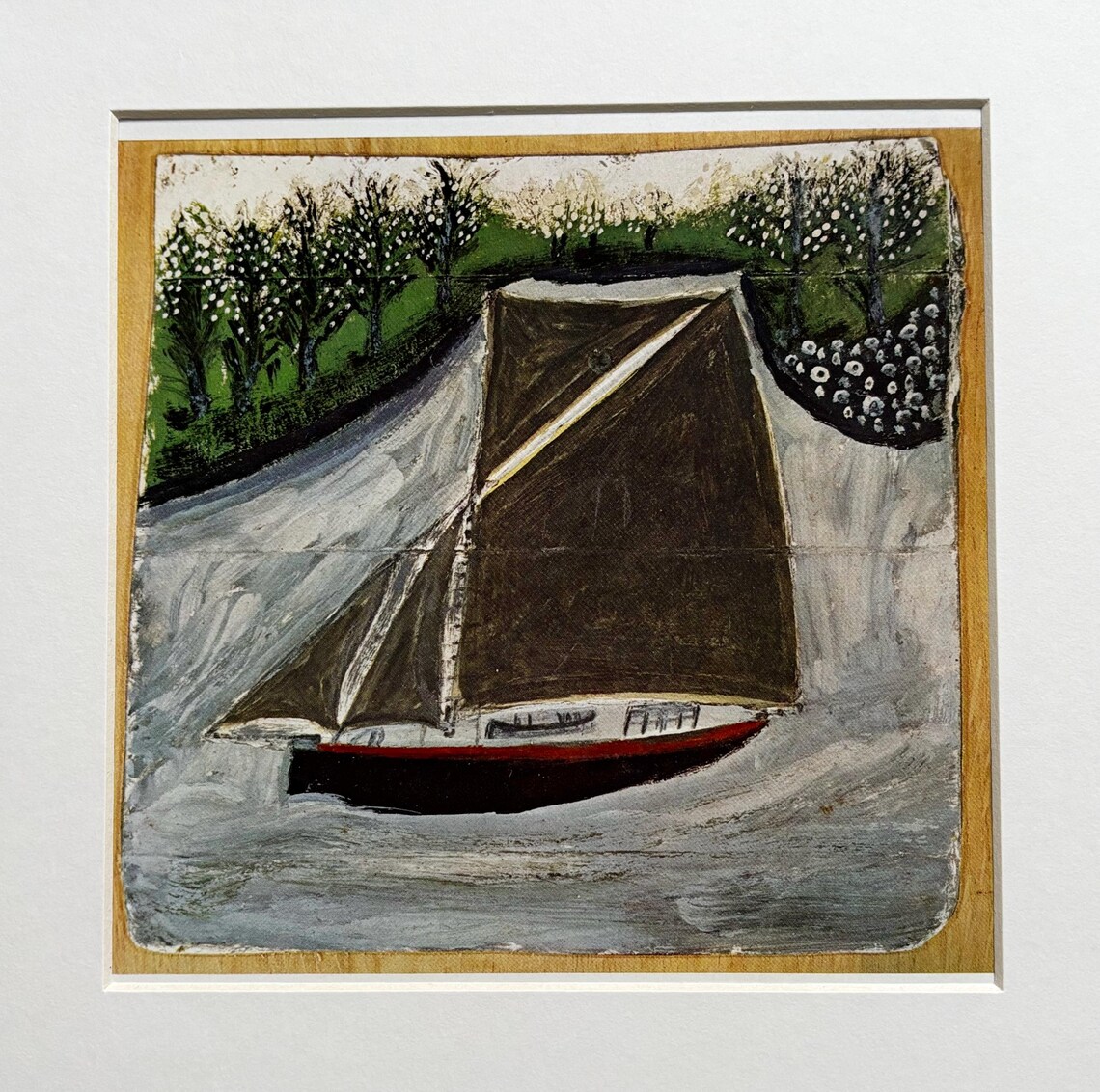 ALFRED WALLIS Primitive Painting Print, 1967 - Sailing Boat With Trees ...