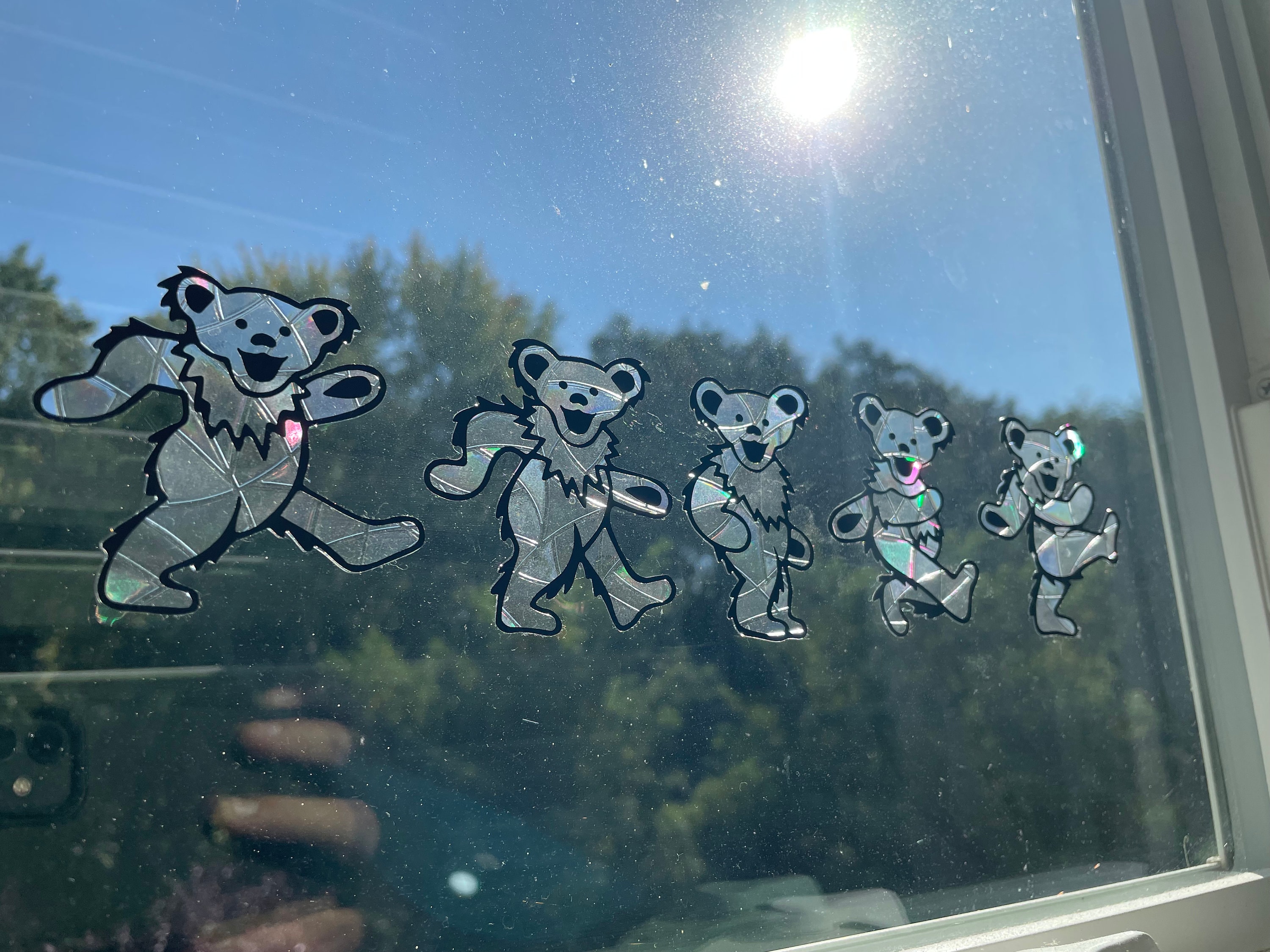 Jerry Bear Dancing Bear Grateful Dead Suncatcher Window Cling Decals ...