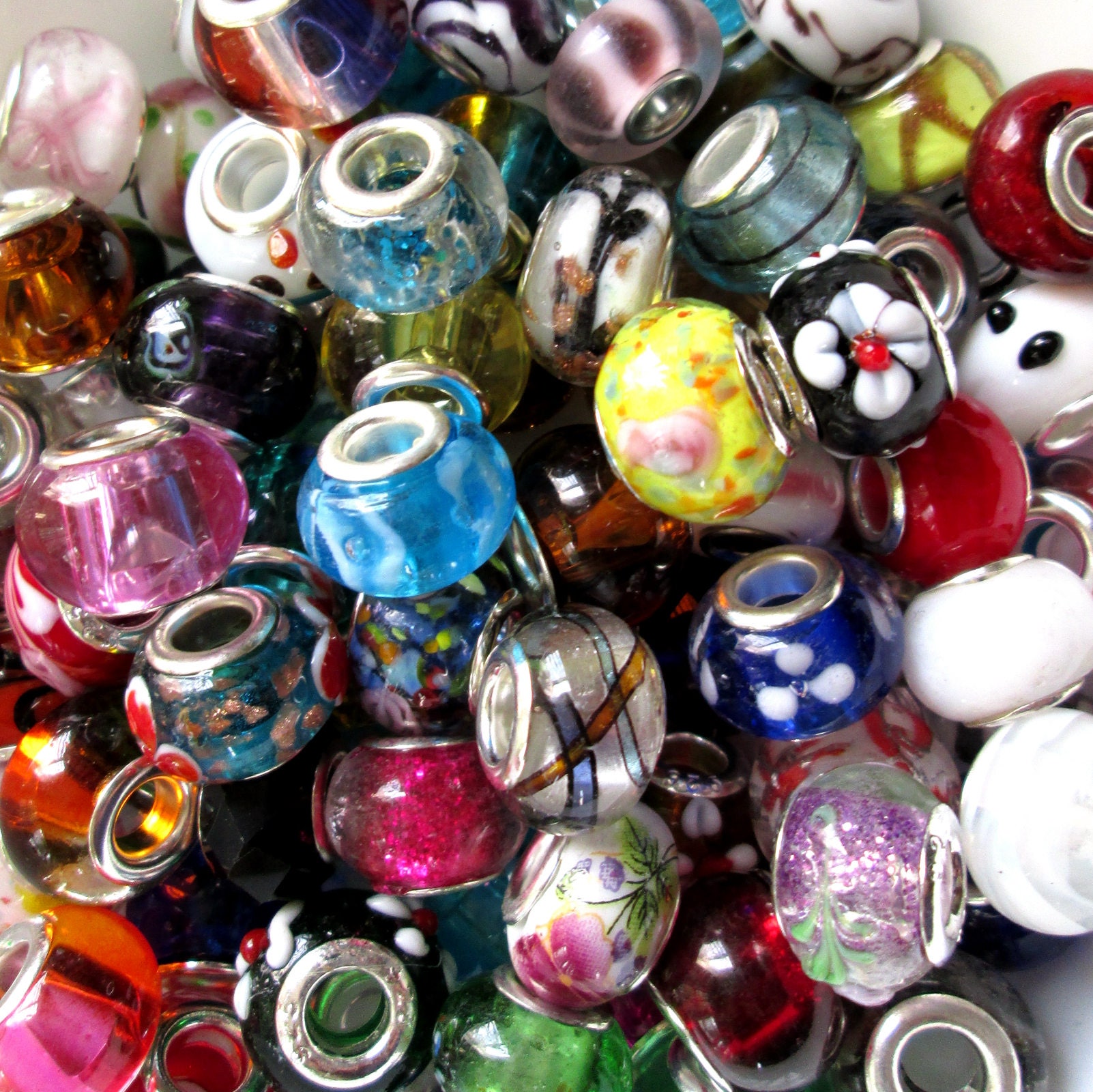 Wholesale Lot 50 European Large Hole Glass Beads Lampwork Facets - Etsy