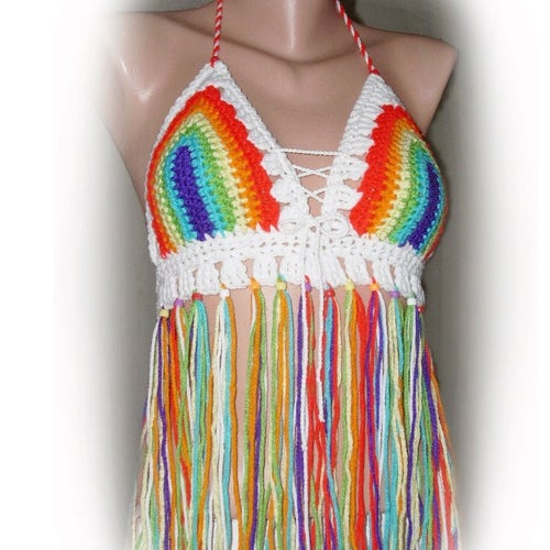 In Your Pride Colors Crochet Halter Top LGBT Pansexual - Etsy