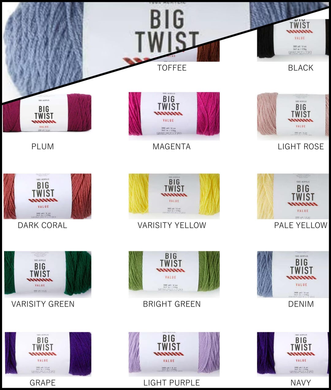 Big Twist Yarn Your Choice of Color! Knitting or Crocheting Yarn Medium ...