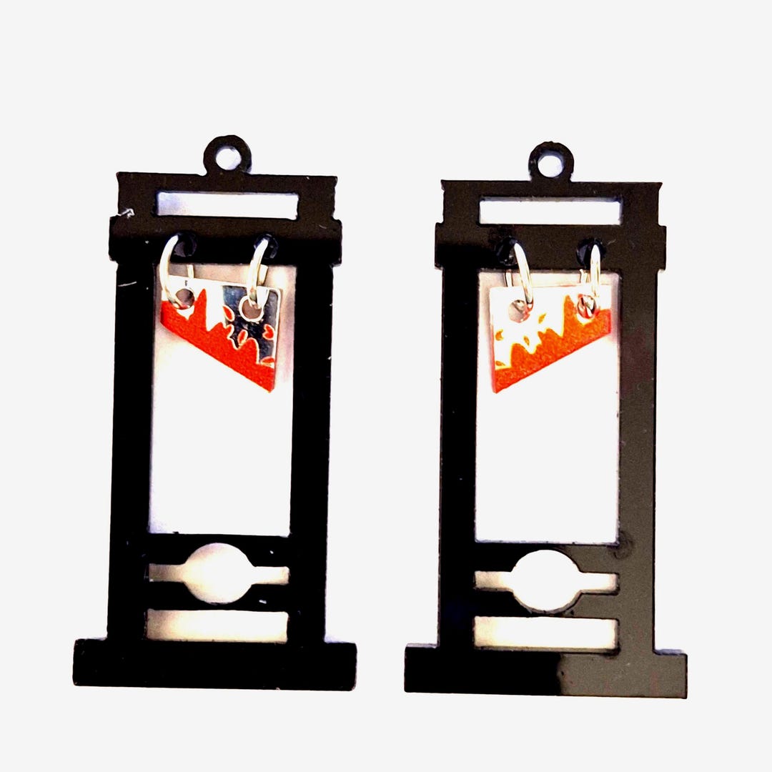 2 Guillotine Charms With Bloody Blades for Jewelry, Scrapbooking and ...