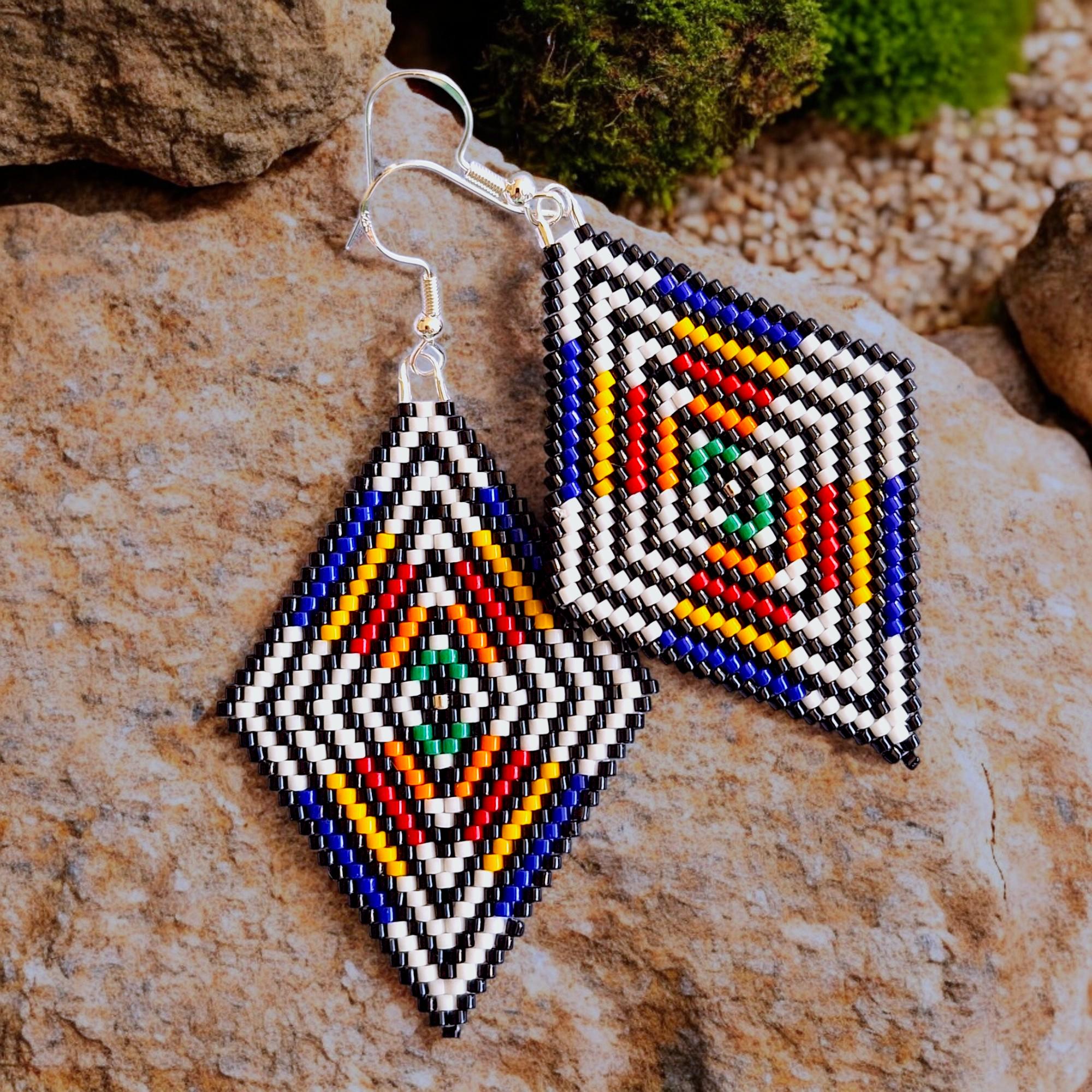 Diamond Earrings Beading Pattern: Seed Bead Miyuki Delica (PDF Pattern ...