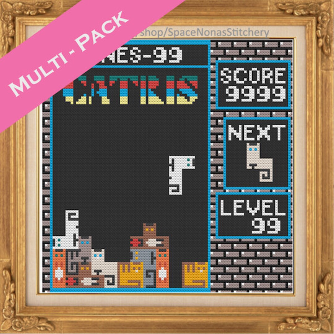 MULITPACK OF 6 - Video Game Cat Mashup - Cross Stitch Pattern ...