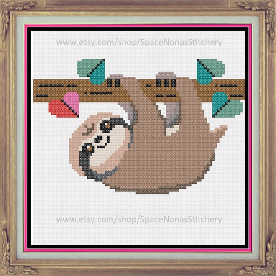 Sloth Cross Stitch Pattern Downloadable PDF - Etsy