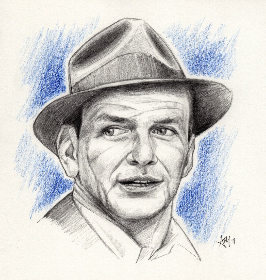 Frank Sinatra Portrait: Pencil Drawing Art Print - Etsy
