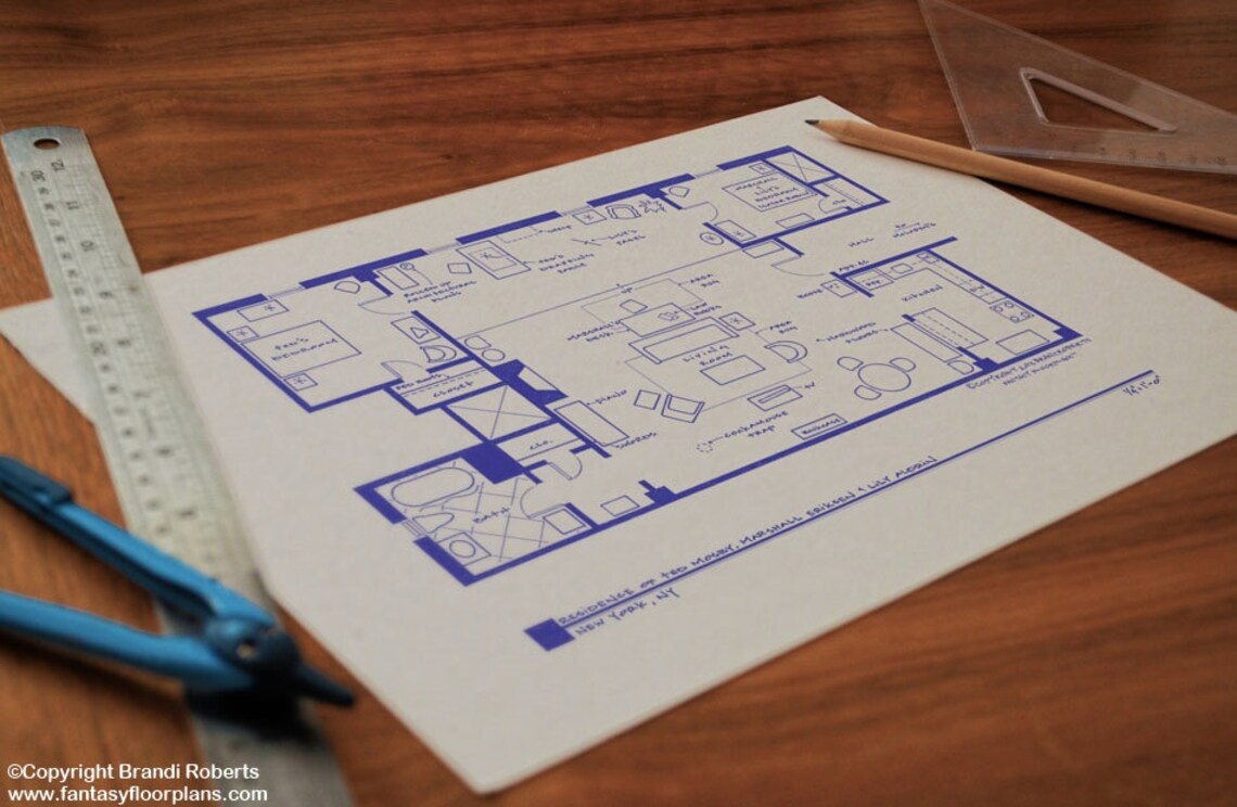 Ted Mosby Apartment Blueprint Poster How I Met Your Mother - Etsy