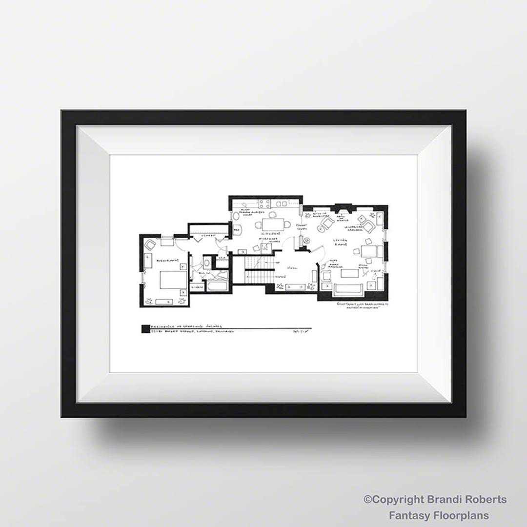 Sherlock Holmes Apartment Floorplan- 221b Baker Street London - Hand ...