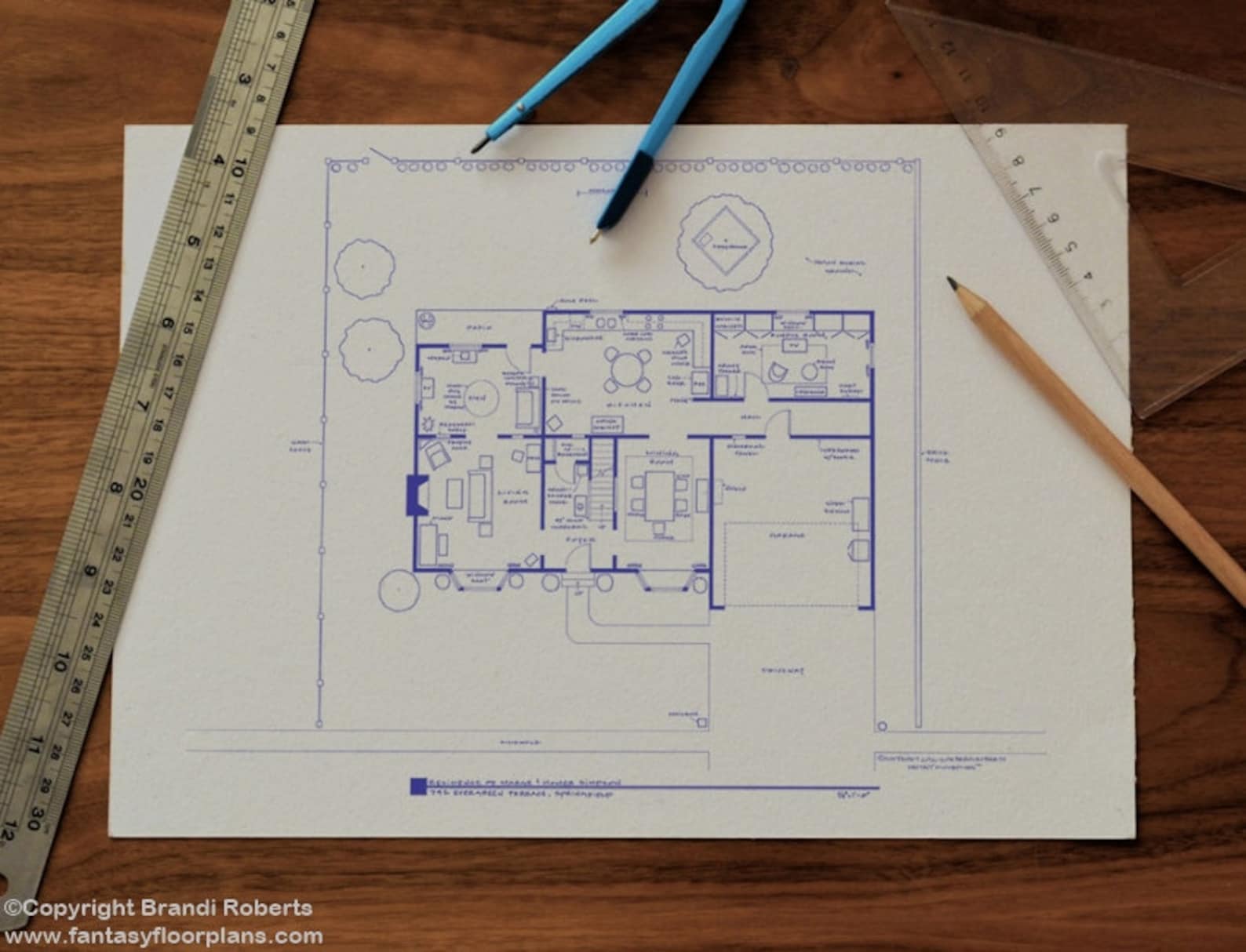 Simpsons House Floor Plan Blueprint Poster Art for Home of Marge and ...