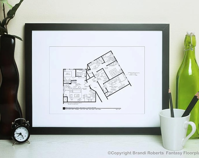 Seinfeld Apartment Layout - TV Show Floor Plan - Blueprint Poster Art ...