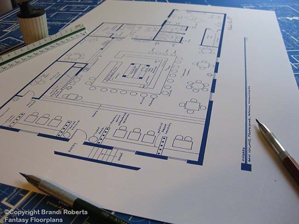 Cheers Pub TV Show Floor Plan - Blueprint Poster - Fictional Hand-drawn ...