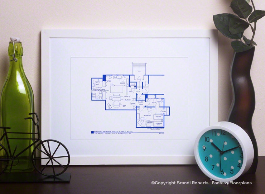 Laverne and Shirley Apartment Floor Plan - Hand-drawn TV Show Floor ...
