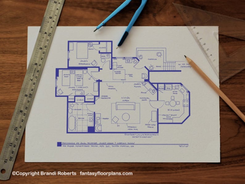 Three's Company TV Show Blueprint Poster Floor Plan for - Etsy