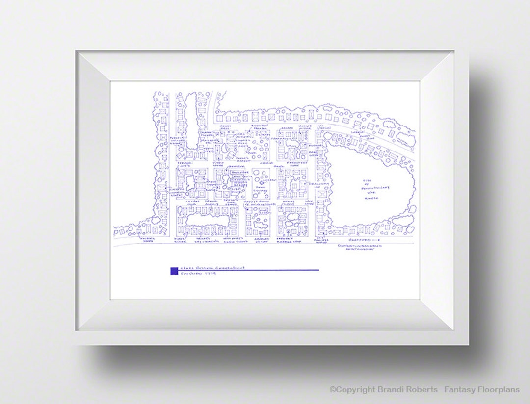 Stars Hollow Map - Hand-drawn Art Poster - Last Minute Bridal Shower ...
