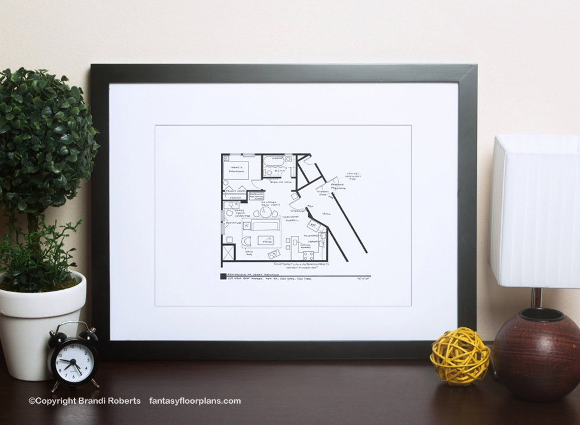 Jerry Seinfeld Apartment Layout, TV Show Floor Plan, Seinfeld Gift ...