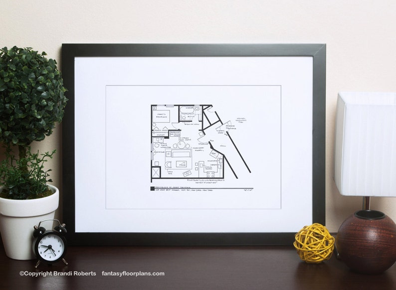 Jerry Seinfeld Apartment Layout, TV Show Floor Plan, Seinfeld Gift ...